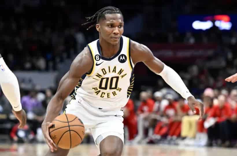 Bennedict Mathurin had to be helped off the court last night